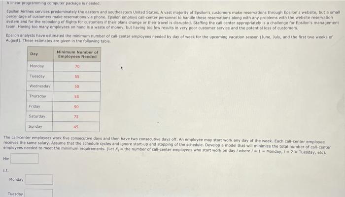 Solved Alinear programming computer package is needed tosion | Chegg.com