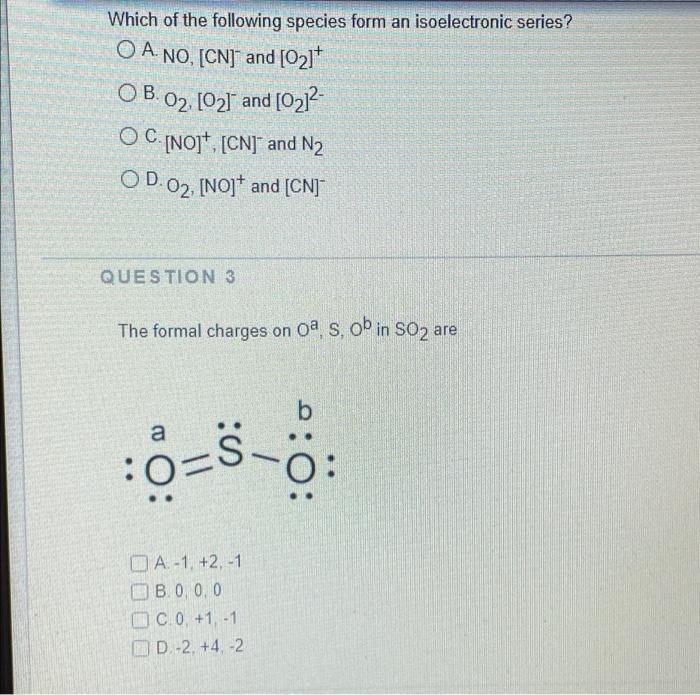 Solved Which of the following species form an isoelectronic | Chegg.com