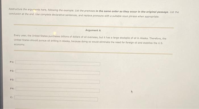 Restructure the arguments here, following the | Chegg.com