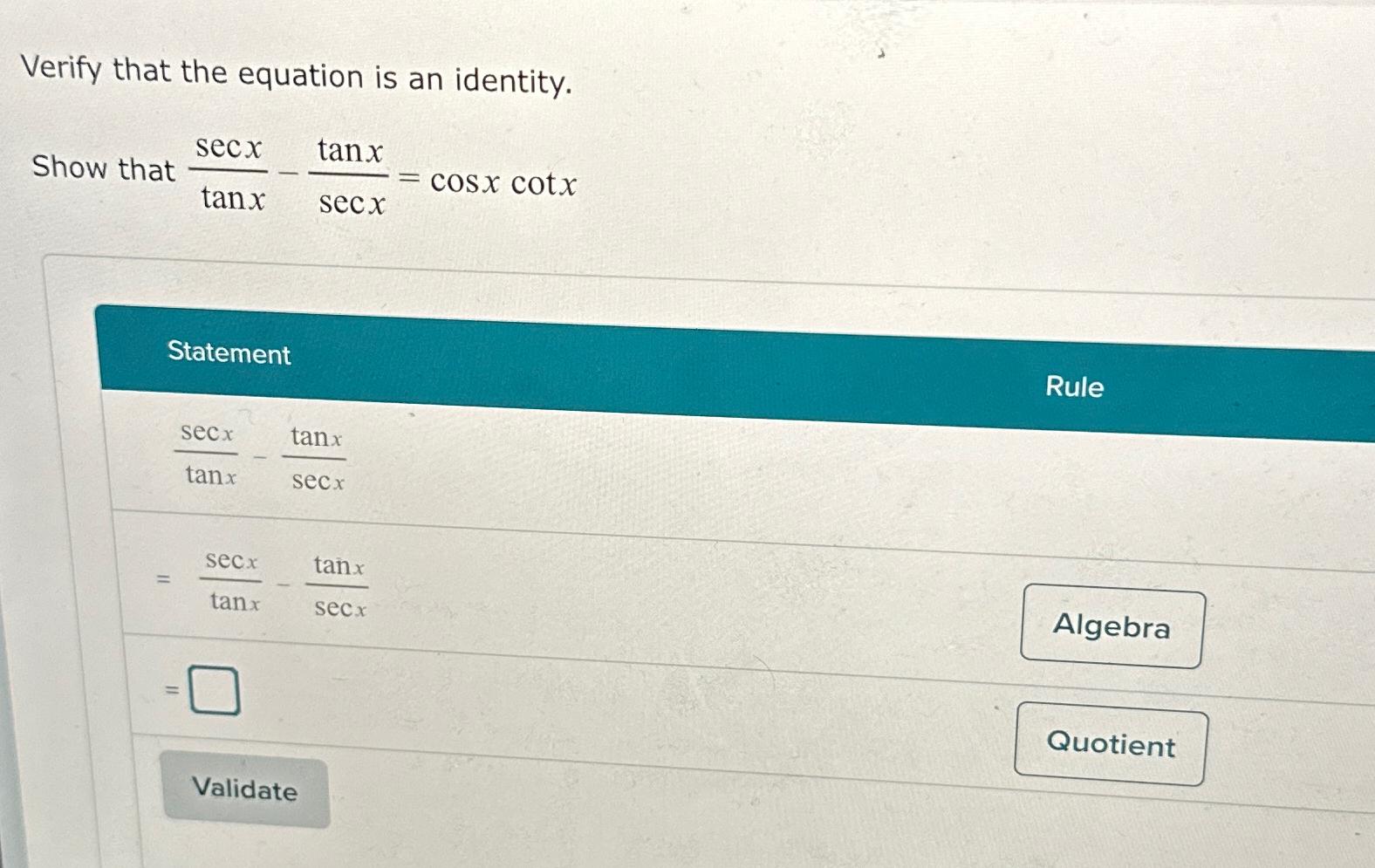 Solved Verify that the question is an identity. | Chegg.com
