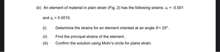 Solved (b) An element of material in plain strain (Fig. 2) | Chegg.com
