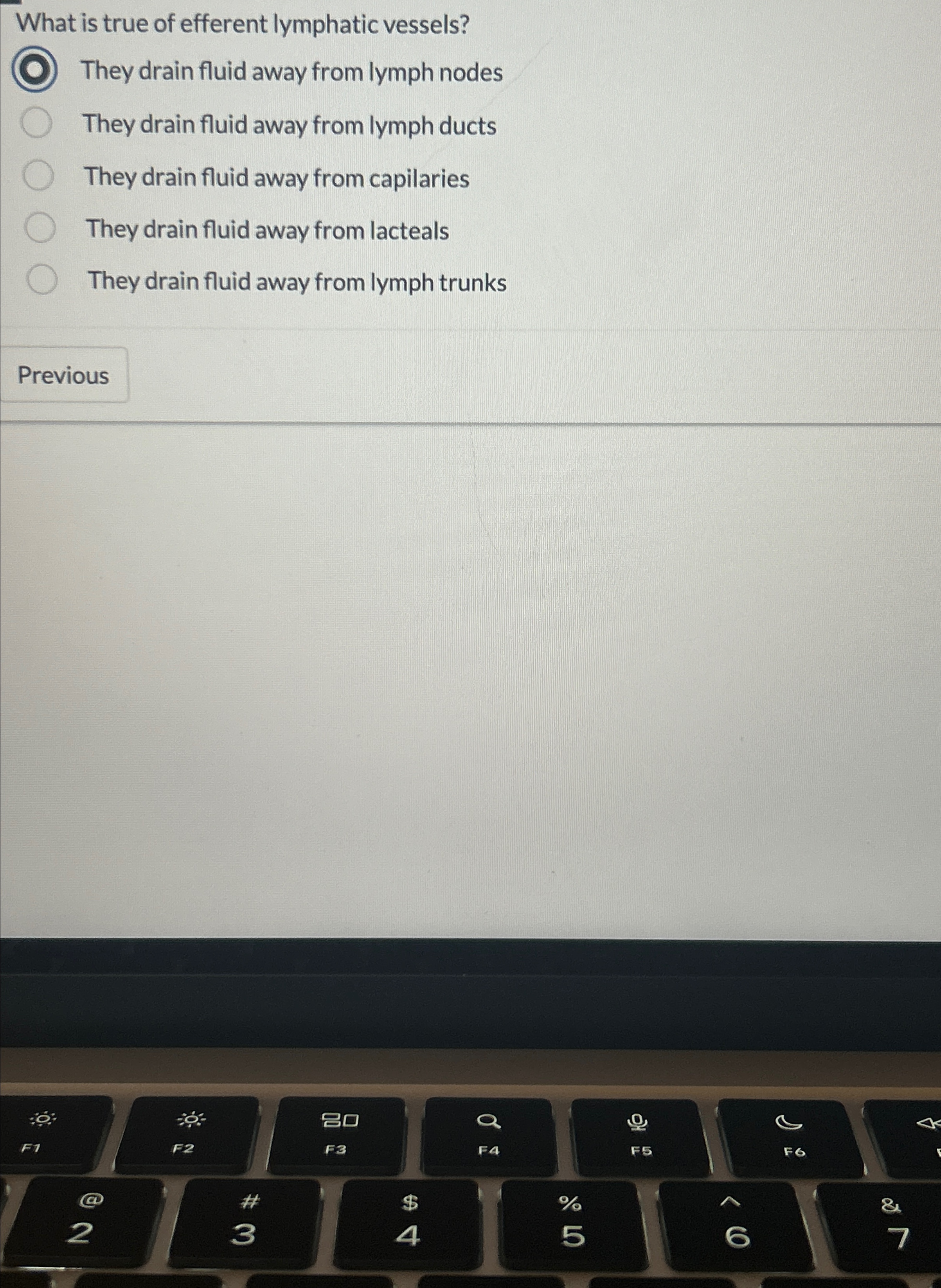 Solved What is true of efferent lymphatic vessels?They drain | Chegg.com