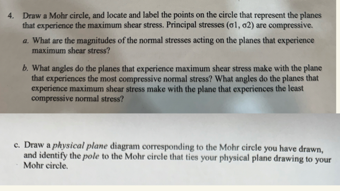 Draw a Mohr circle, and locate and label the points | Chegg.com