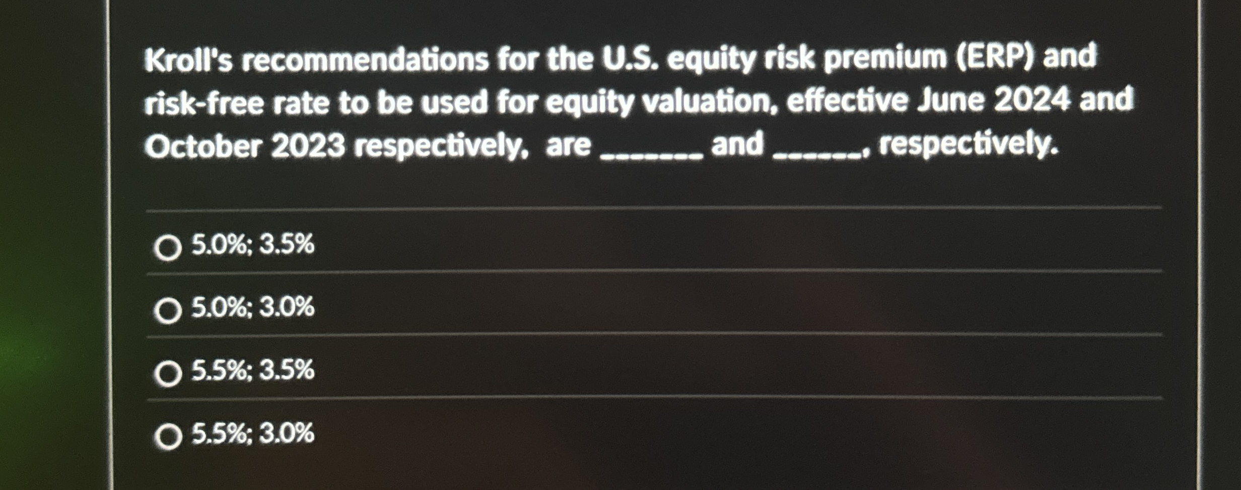 Solved Kroll's recommendations for the U.S. ﻿equity risk | Chegg.com