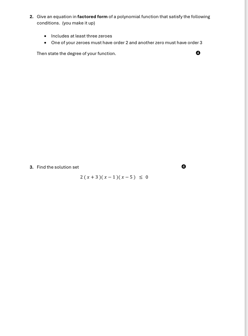 Solved Give an equation in factored form of a polynomial | Chegg.com