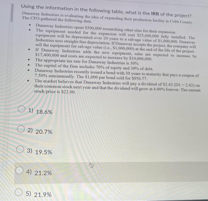 Solved Using the information in the following table, what is | Chegg.com
