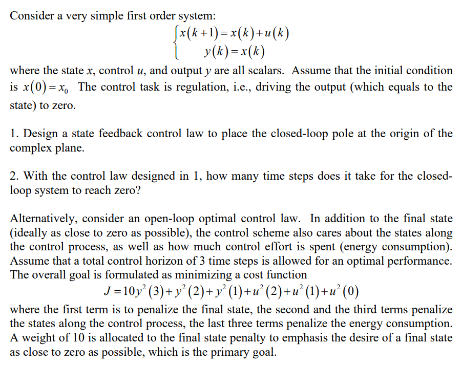 Consider a very simple first order | Chegg.com