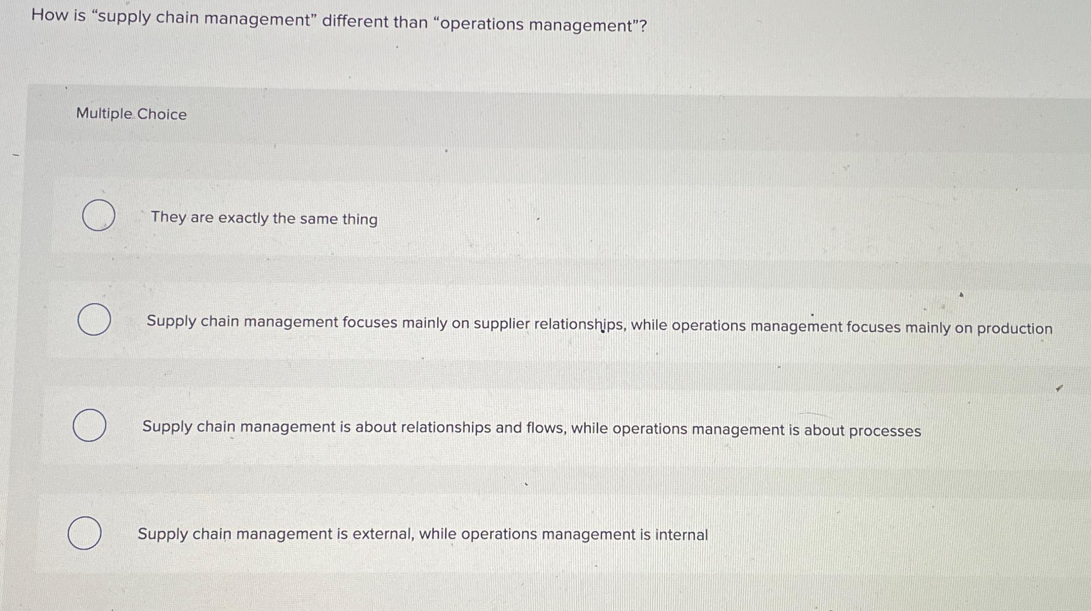Solved How is "supply chain management" different than | Chegg.com