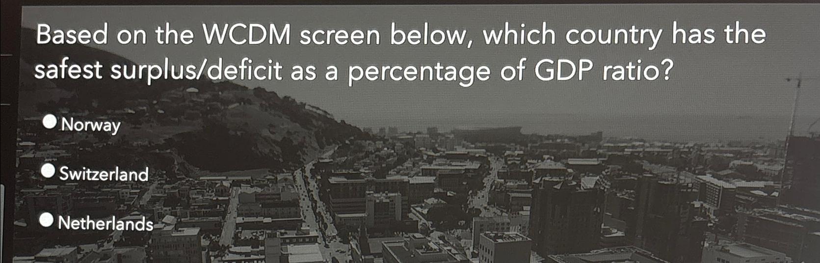 Solved Based on the WCDM screen below, which country has the | Chegg.com