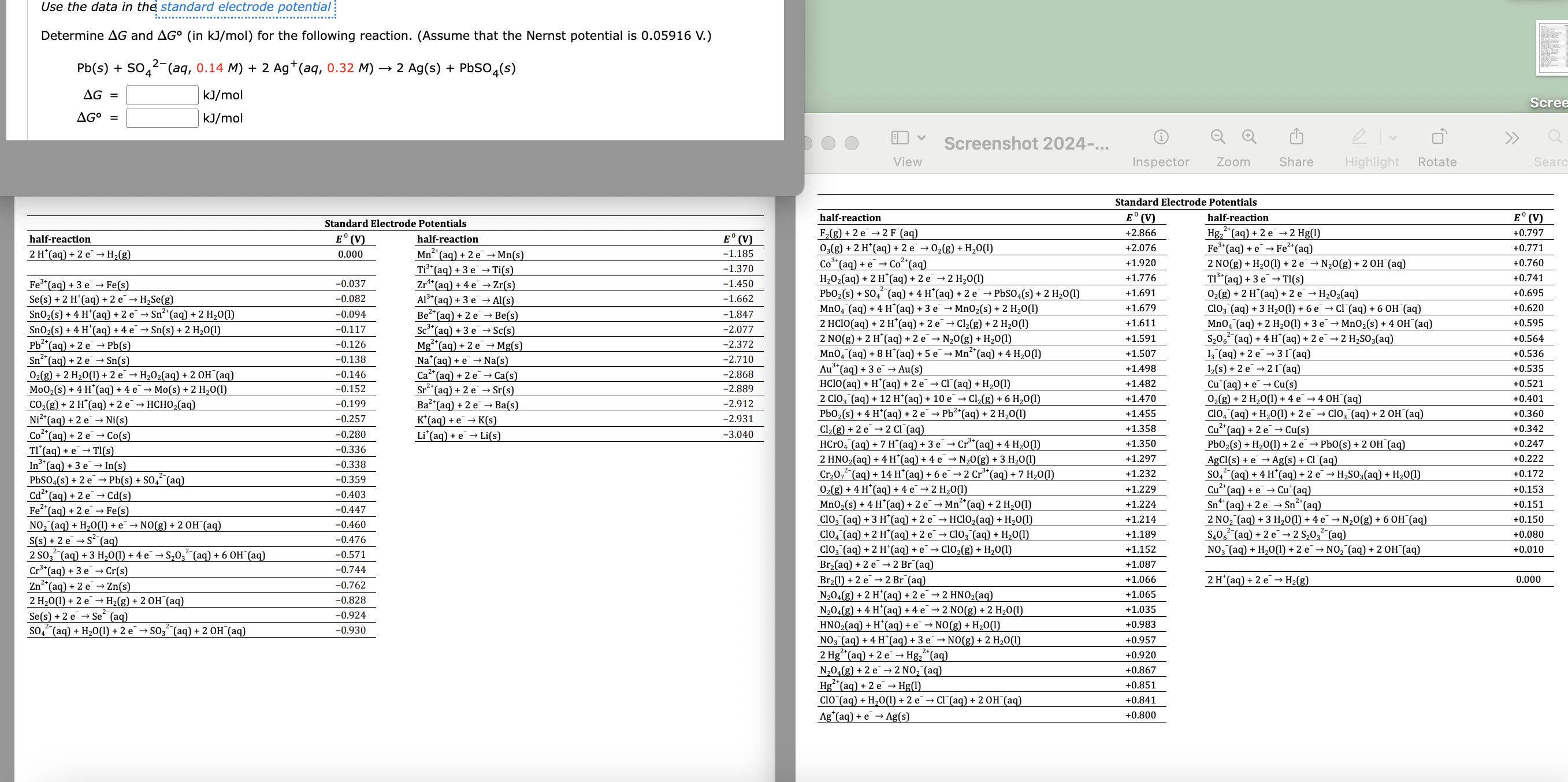 Solved Use the data provided to solve. Determine \Delta G | Chegg.com