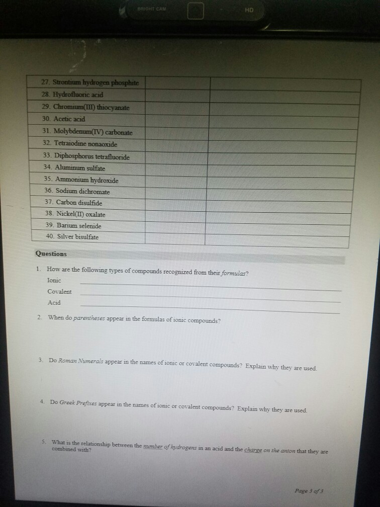 Solved BRIGHT CAM HD 27. Strontium hydrogen phosphite 28. | Chegg.com