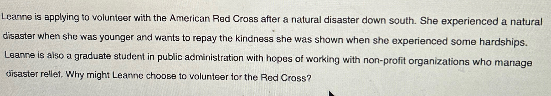 Solved Leanne is applying to volunteer with the American Red | Chegg.com