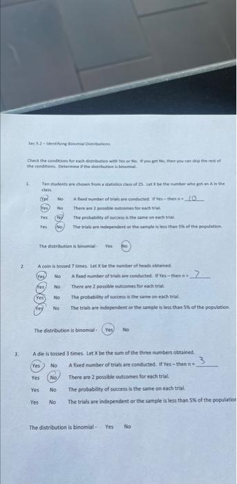 Solved 3. 2. Sec 5.2 - Identifying Binomial Distributions | Chegg.com