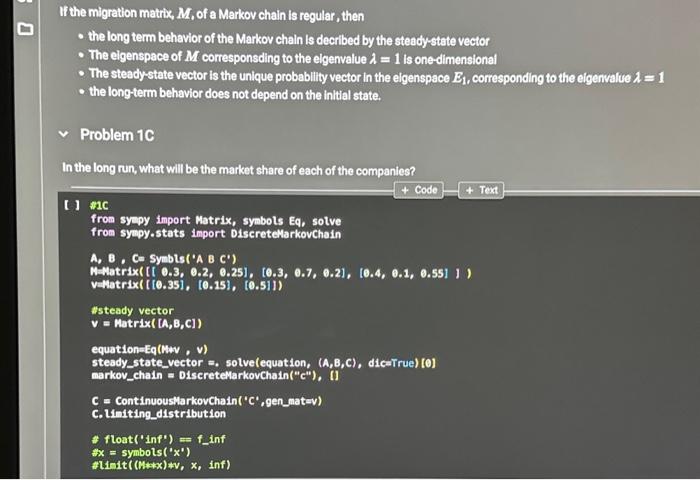 Solved they ask us to use markov chains ,regular stochastic | Chegg.com
