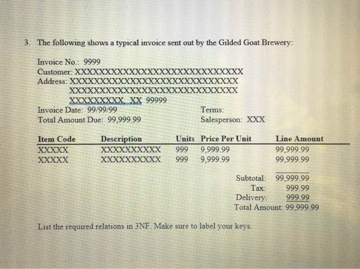 Solved 3. The following shows a typical invoice sent out by | Chegg.com