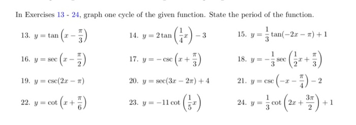 Solved In Exercises 13 24 Graph One Cycle Of The Given 3902