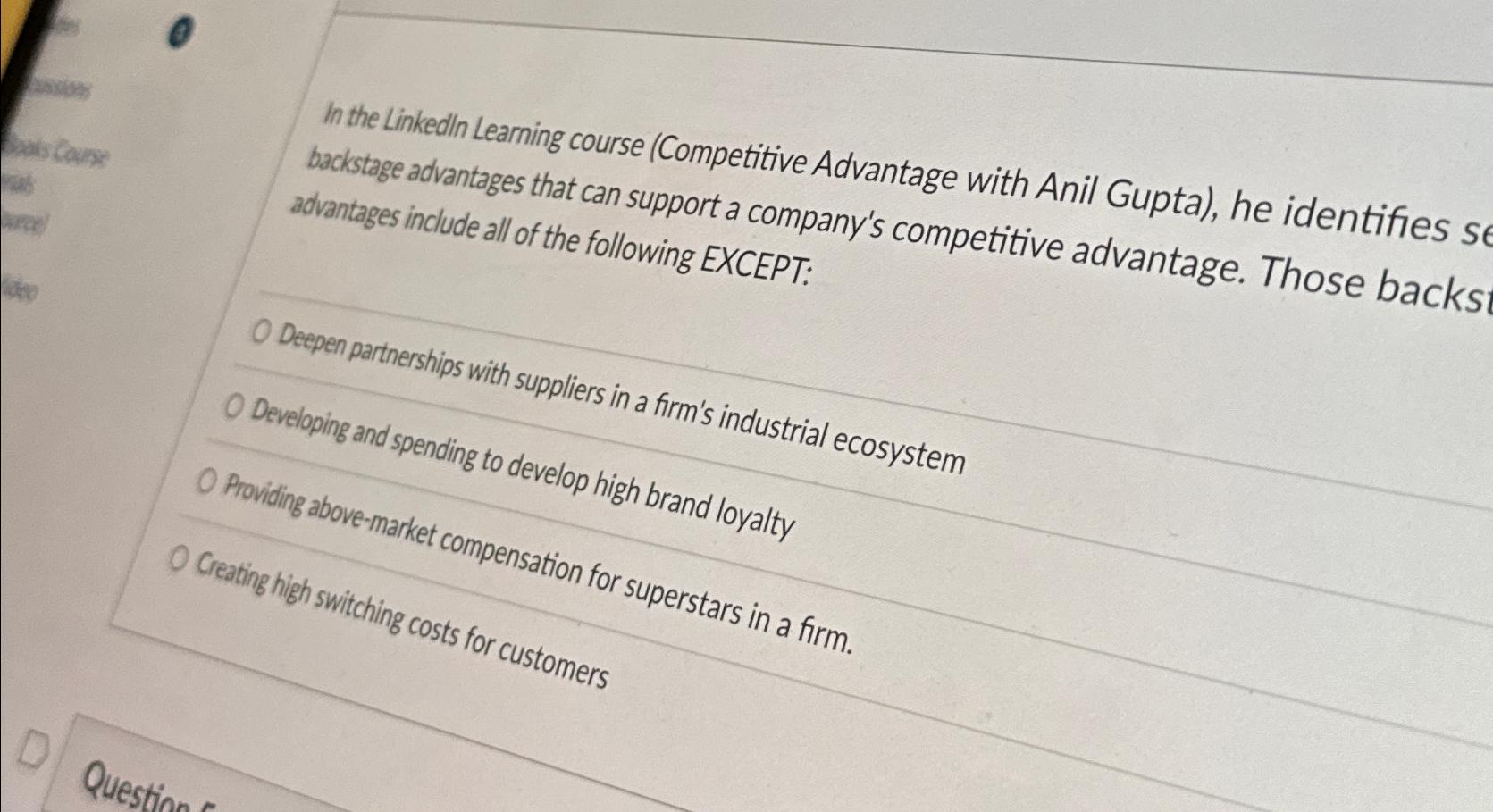 Solved In the Linkedln Learning course (Competitive | Chegg.com