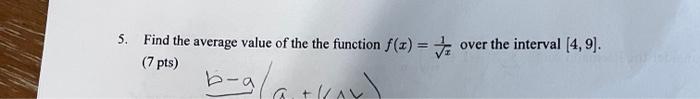 Solved find the average value of the function f(x)=1/ square | Chegg.com