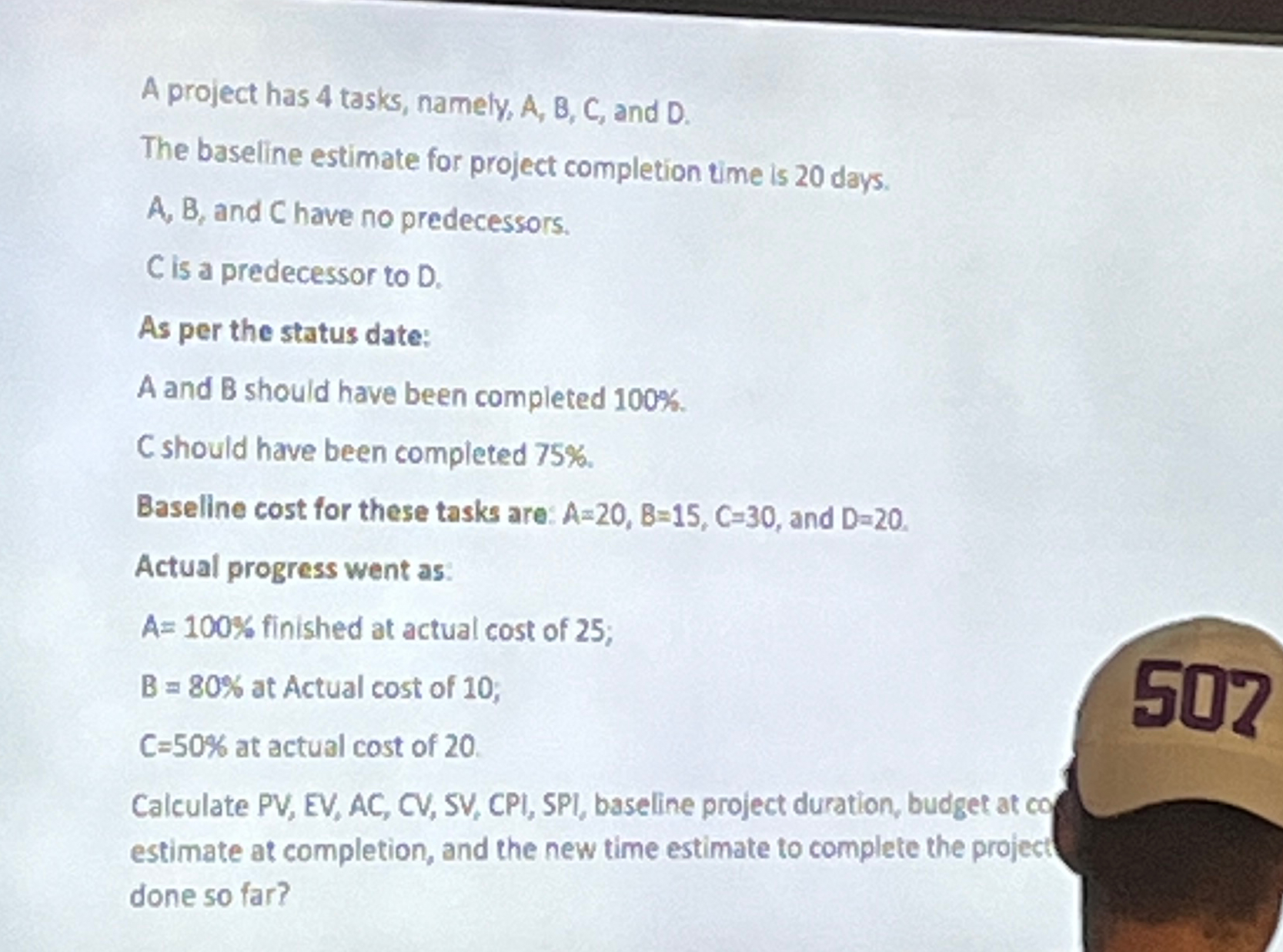 Solved A project has 4 ﻿tasks, namely, A, ﻿B, ﻿C, ﻿and D.The | Chegg.com