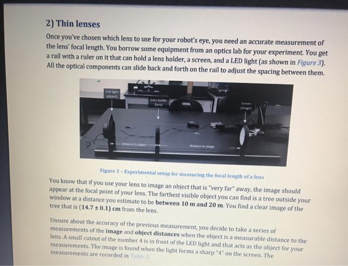 Solved 2) Thin lenses 15 pts Calculation 2a: 3 pts Using the | Chegg.com