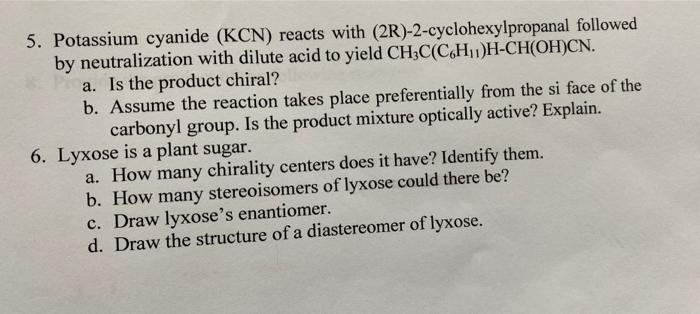 Solved 5. Potassium cyanide (KCN) reacts with | Chegg.com