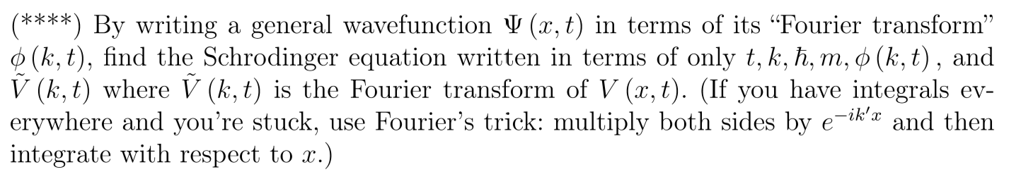 Solved (********) ﻿By writing a general wavefunction Ψ(x,t) | Chegg.com