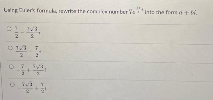 Solved 5 Using Euler's formula, rewrite the complex number | Chegg.com