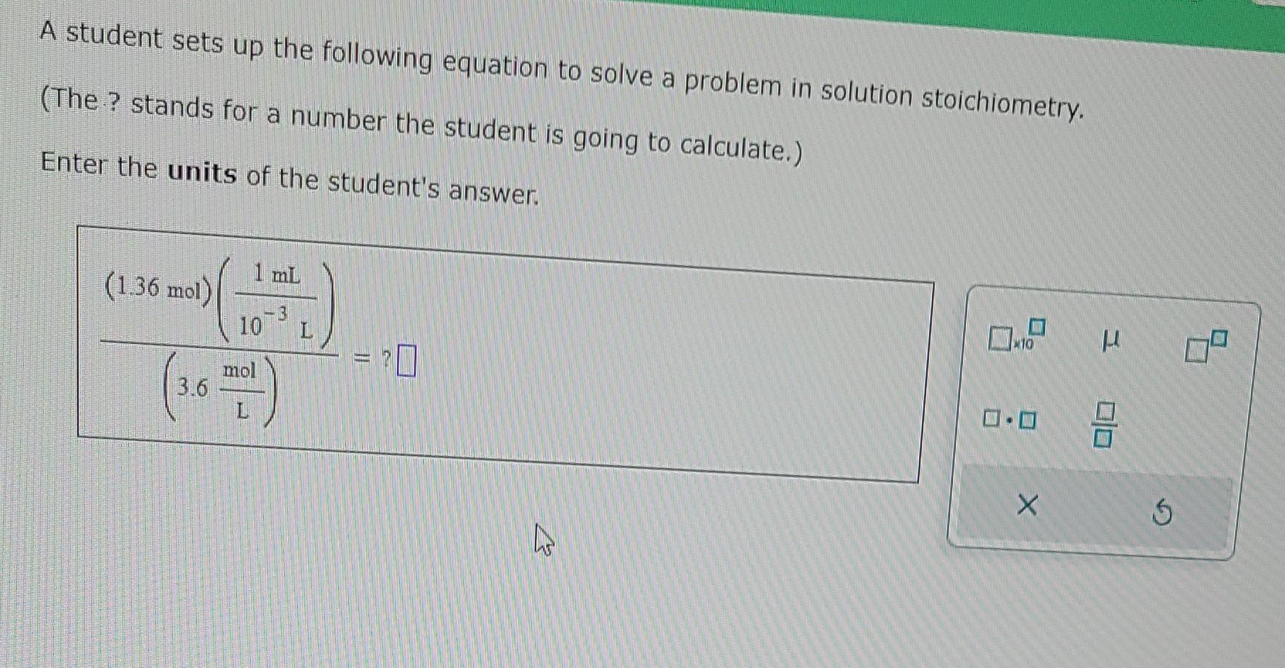 Solved A student sets up the following equation to solve a | Chegg.com