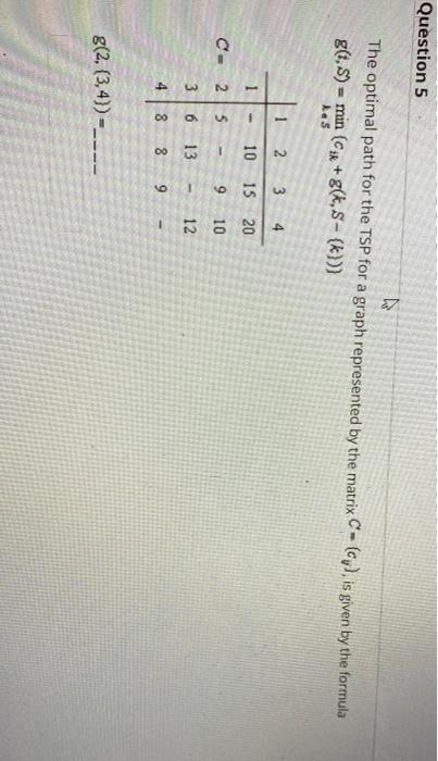 Solved Mie, Question 3 The optimal path for the TSP for a | Chegg.com
