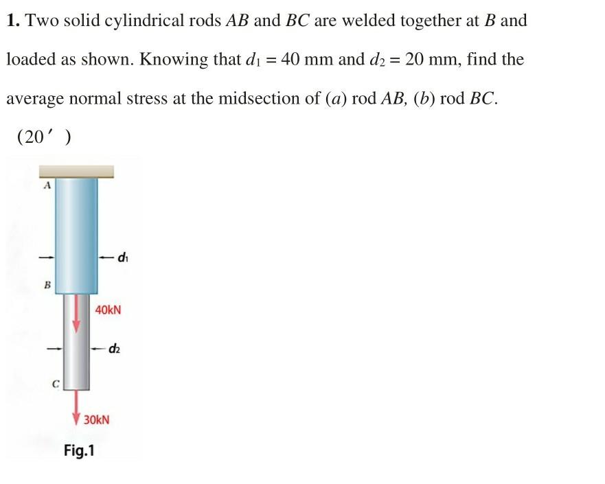 Solved 1. Two solid cylindrical rods AB and BC are welded | Chegg.com