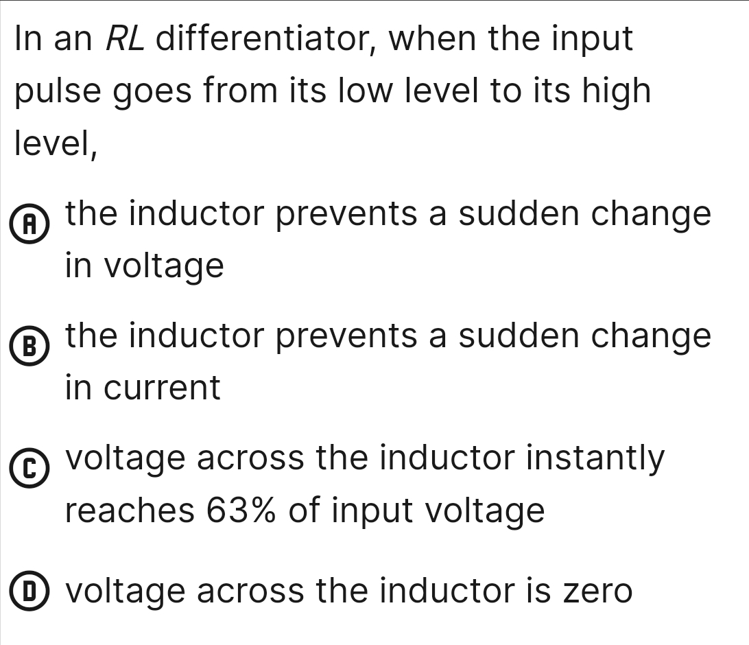 Solved In an RL ﻿differentiator, when the input pulse goes | Chegg.com