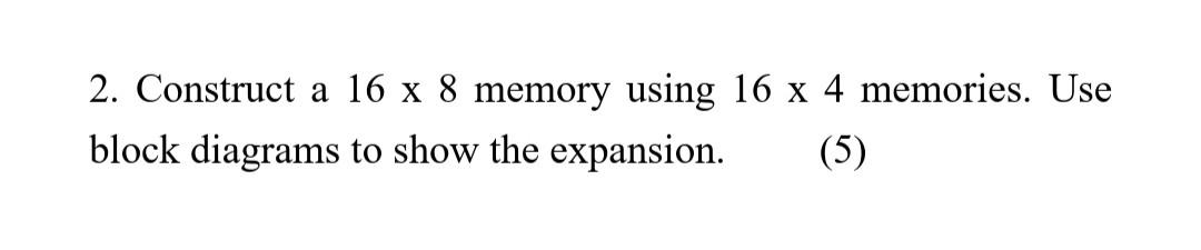 Solved X 2. Construct a 16 x 8 memory using 16 x 4 memories. | Chegg.com