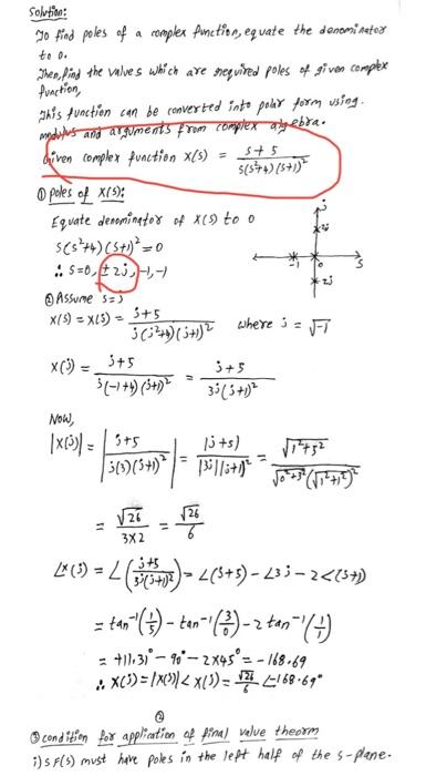 Solved Solvtion: Yo find poles of a complex function, equate | Chegg.com