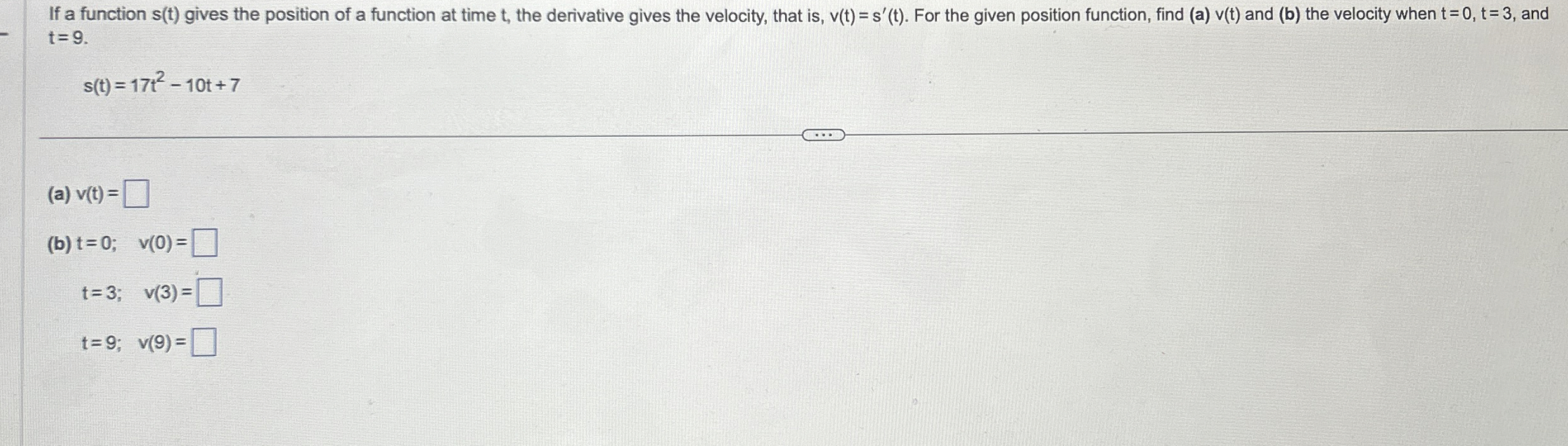 Solved If a function s(t) ﻿gives the position of a function | Chegg.com
