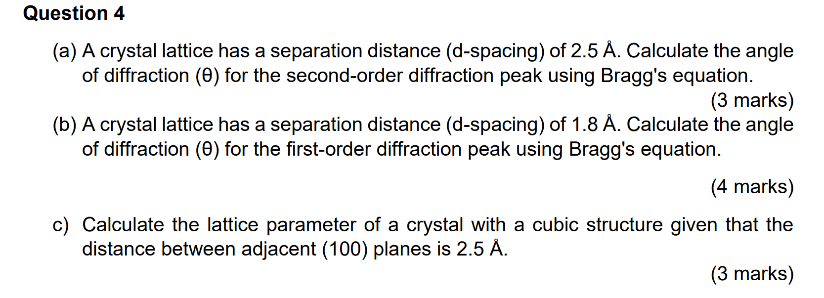 Solved Question 4(a) ﻿A crystal lattice has a separation | Chegg.com
