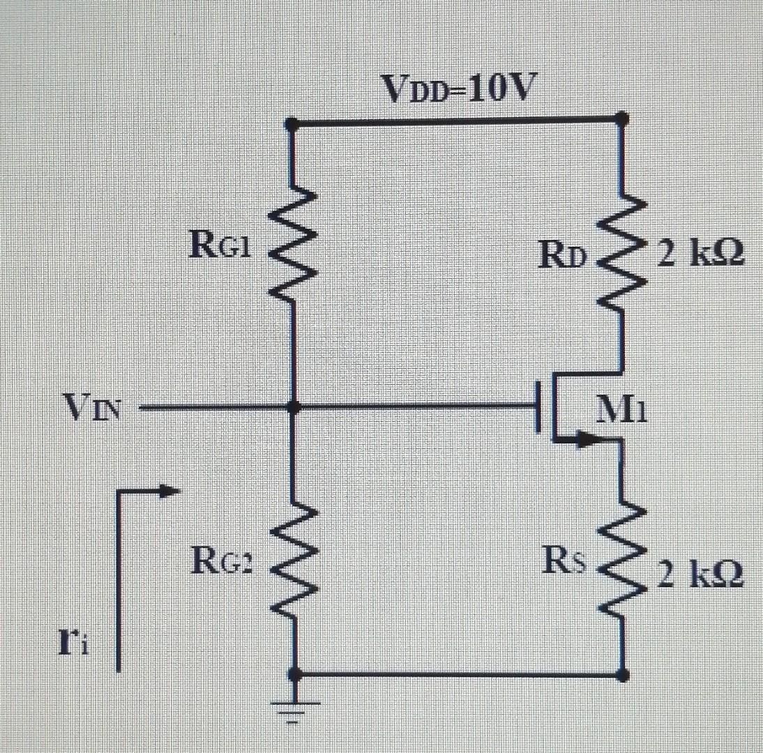 Solved Find the values of VGS Voltage and RG1,RG2 resistors | Chegg.com