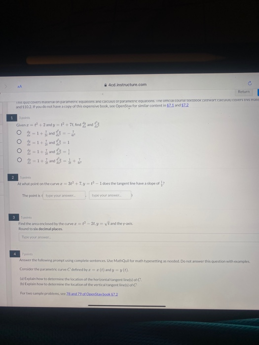 Solved 4cd.instructure.com Return covers this mare rewart | Chegg.com