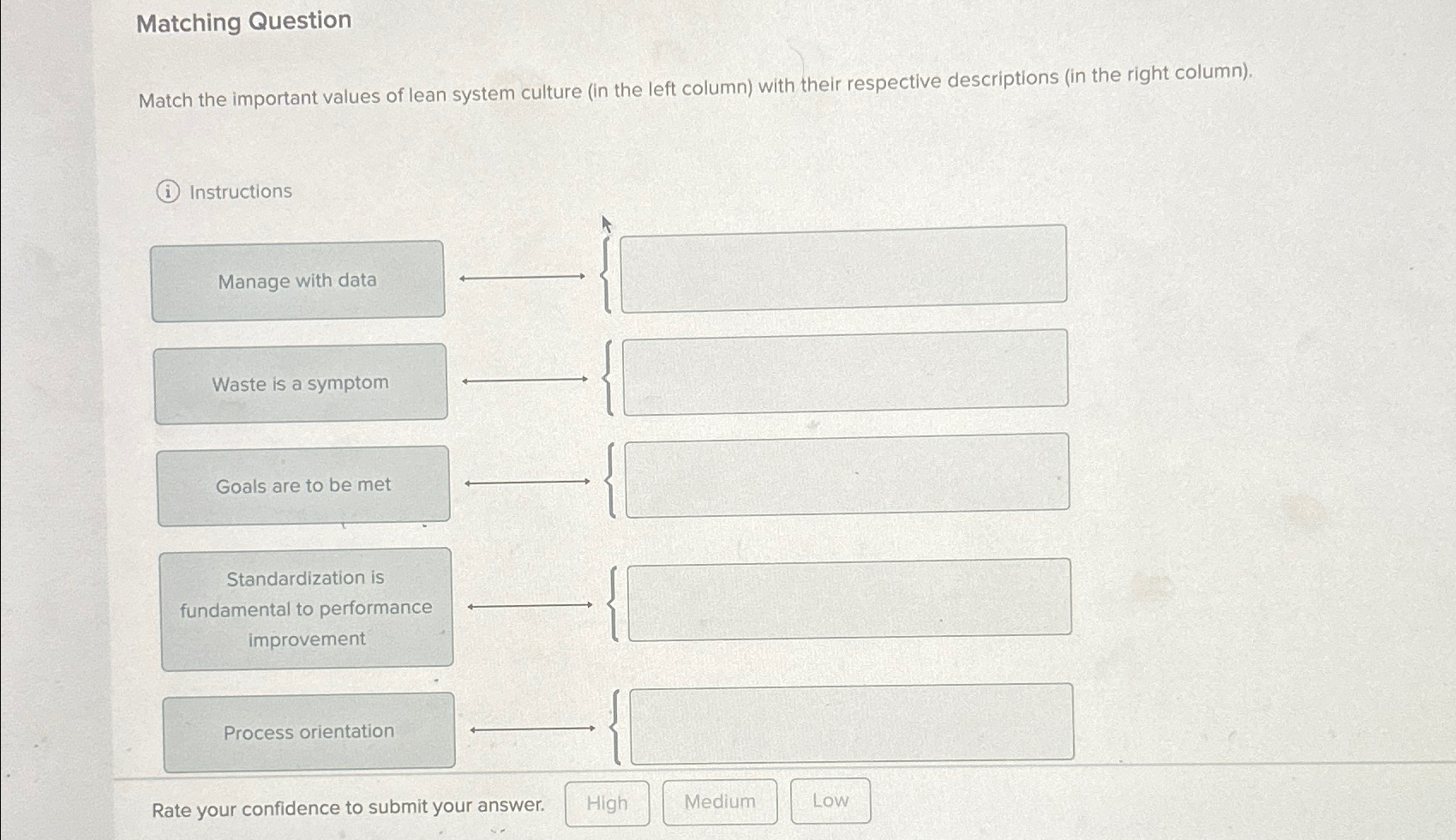 Solved Matching QuestionMatch the important values of lean | Chegg.com