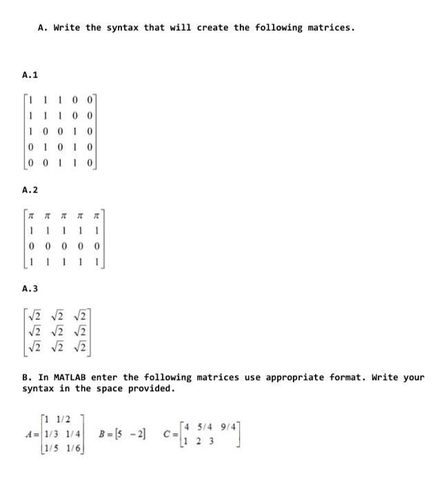 Solved A. Write the syntax that will create the following | Chegg.com