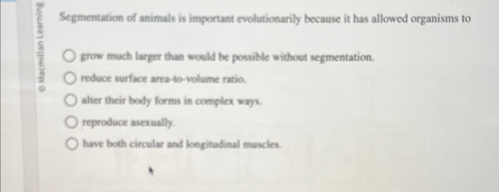 Solved Segmentation of animals is important evolutionarily | Chegg.com