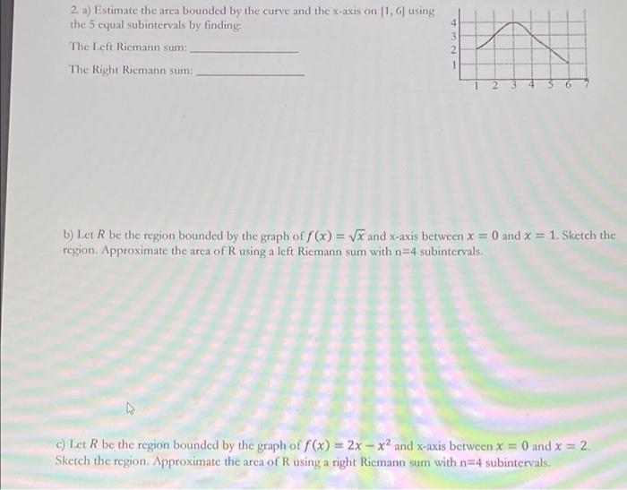 Solved 2. a) Estimate the arca bounded by the curve and the | Chegg.com