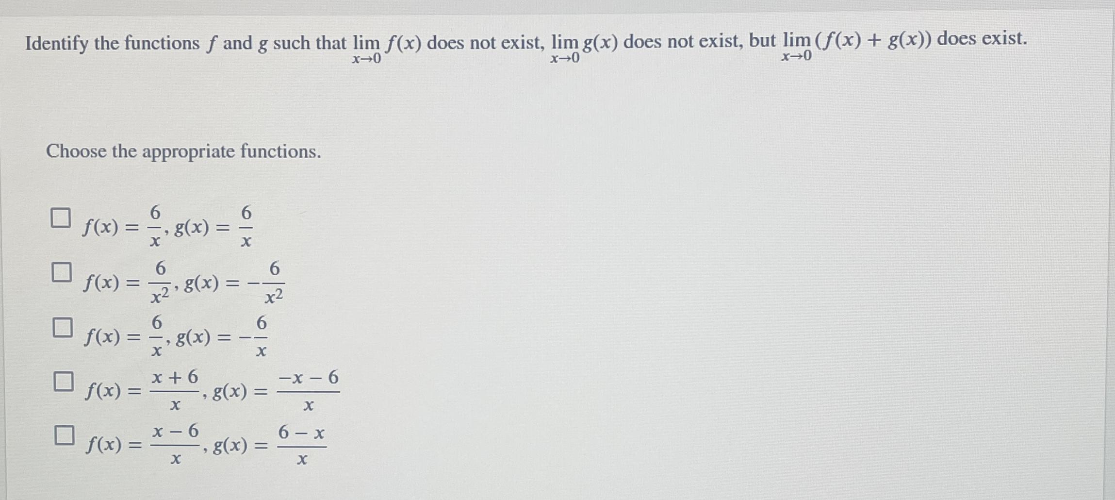 Solved Identify the functions f and g such that | Chegg.com