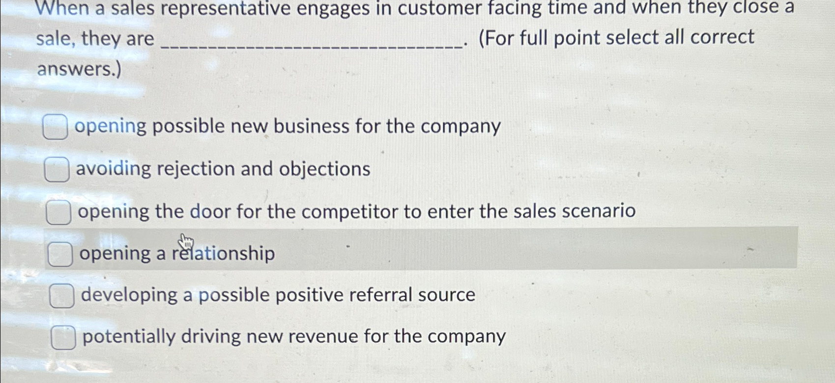 Solved When a sales representative engages in customer | Chegg.com