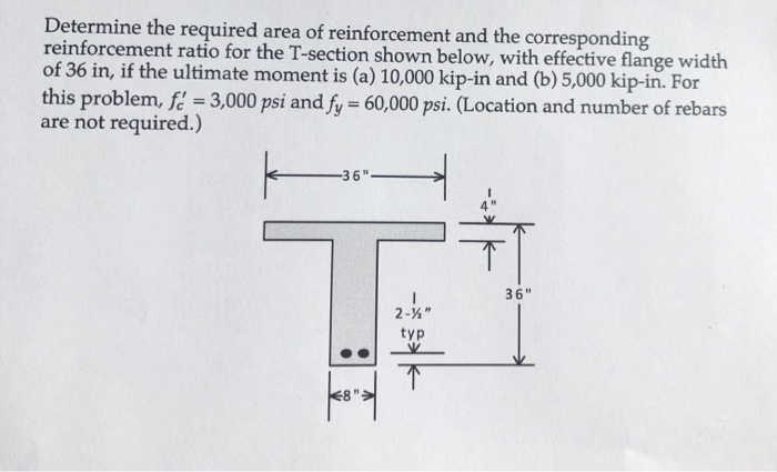 Solved Determine the required area of reinforcement and the | Chegg.com