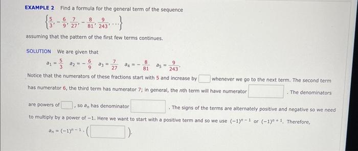Solved EXAMPLE 2 Find a formula for the general term of the | Chegg.com