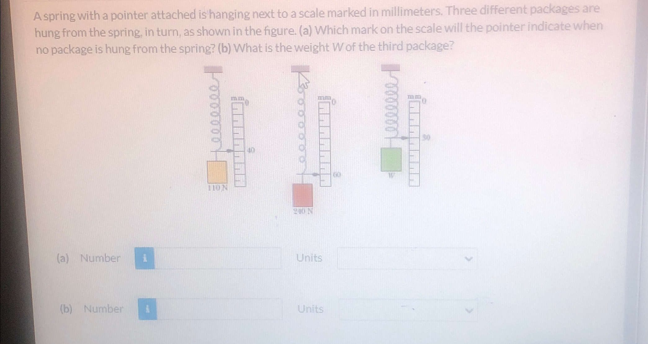 Solved A spring with a pointer attached is hanging next to a | Chegg.com
