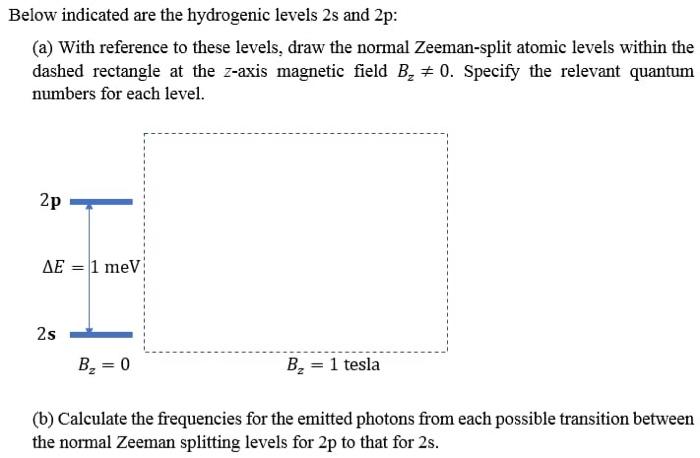 Solved Below indicated are the hydrogenic levels 2s and 2p: | Chegg.com