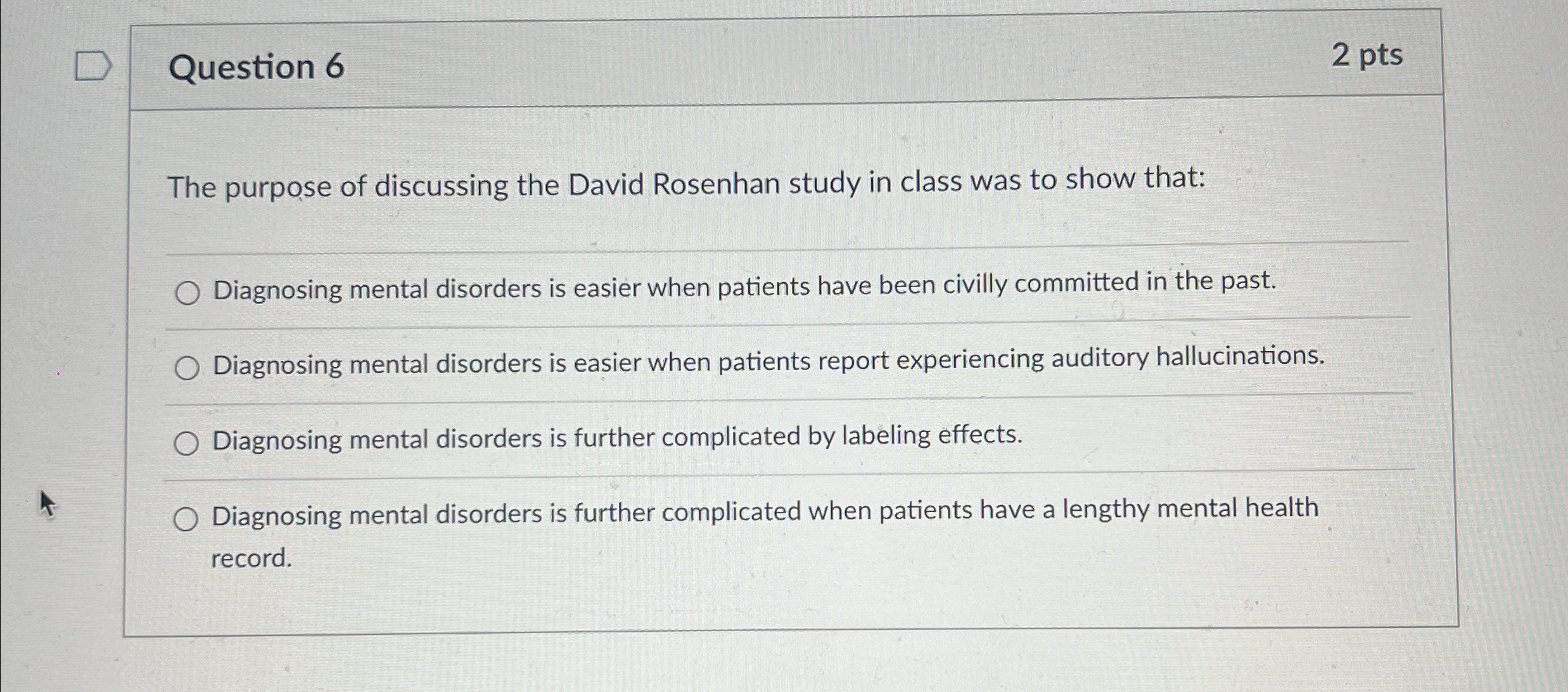Solved Question 62 ﻿ptsThe purpose of discussing the David | Chegg.com