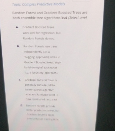 Solved Topic: Complex Predictive ModelsRandom Forest and | Chegg.com