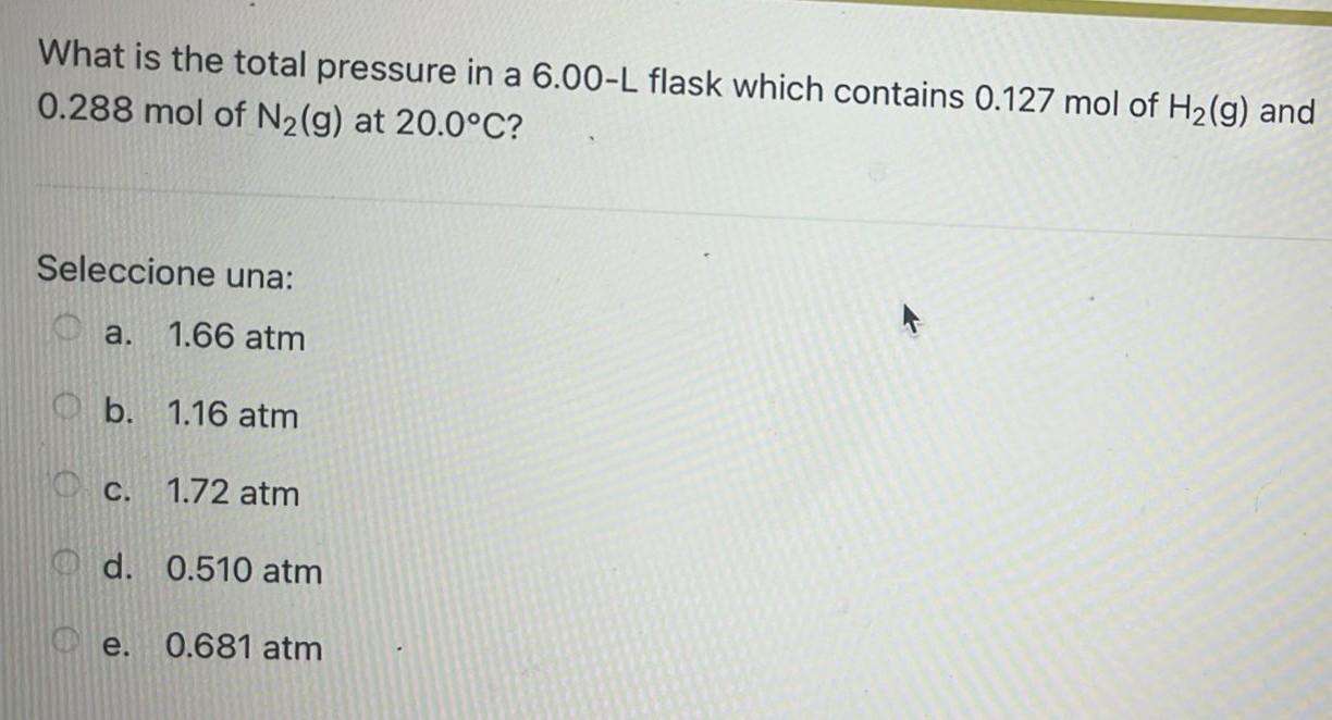 Solved What is the total pressure in a 6.00-L ﻿flask which | Chegg.com